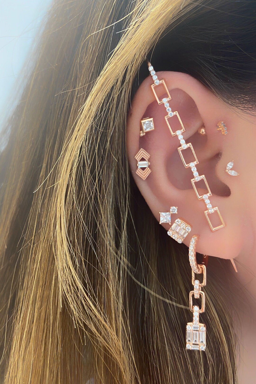 Ear Pin Earrings,edgy Pin Hook Ear Cuff, Modern Cane Ear Climber, Ear ...