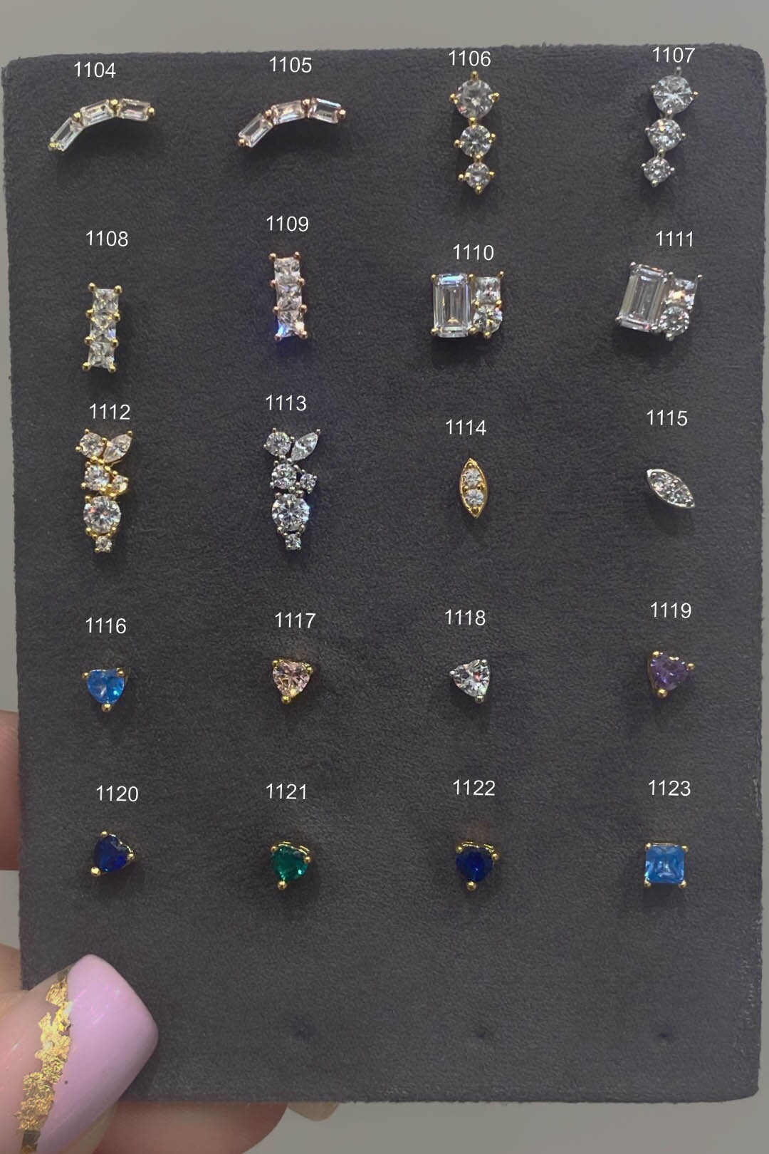 Three Baguette C Shape Piercing,tria Piercing,different Color Zirconia ...