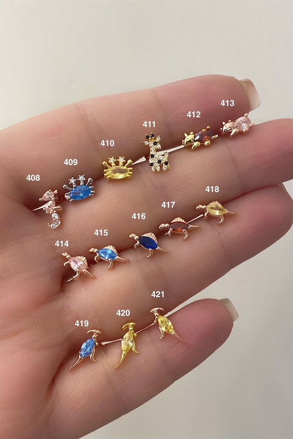 Dinosaur Crab Giraffe Seahorse Kangaroo Piercing Tragus | Etsy