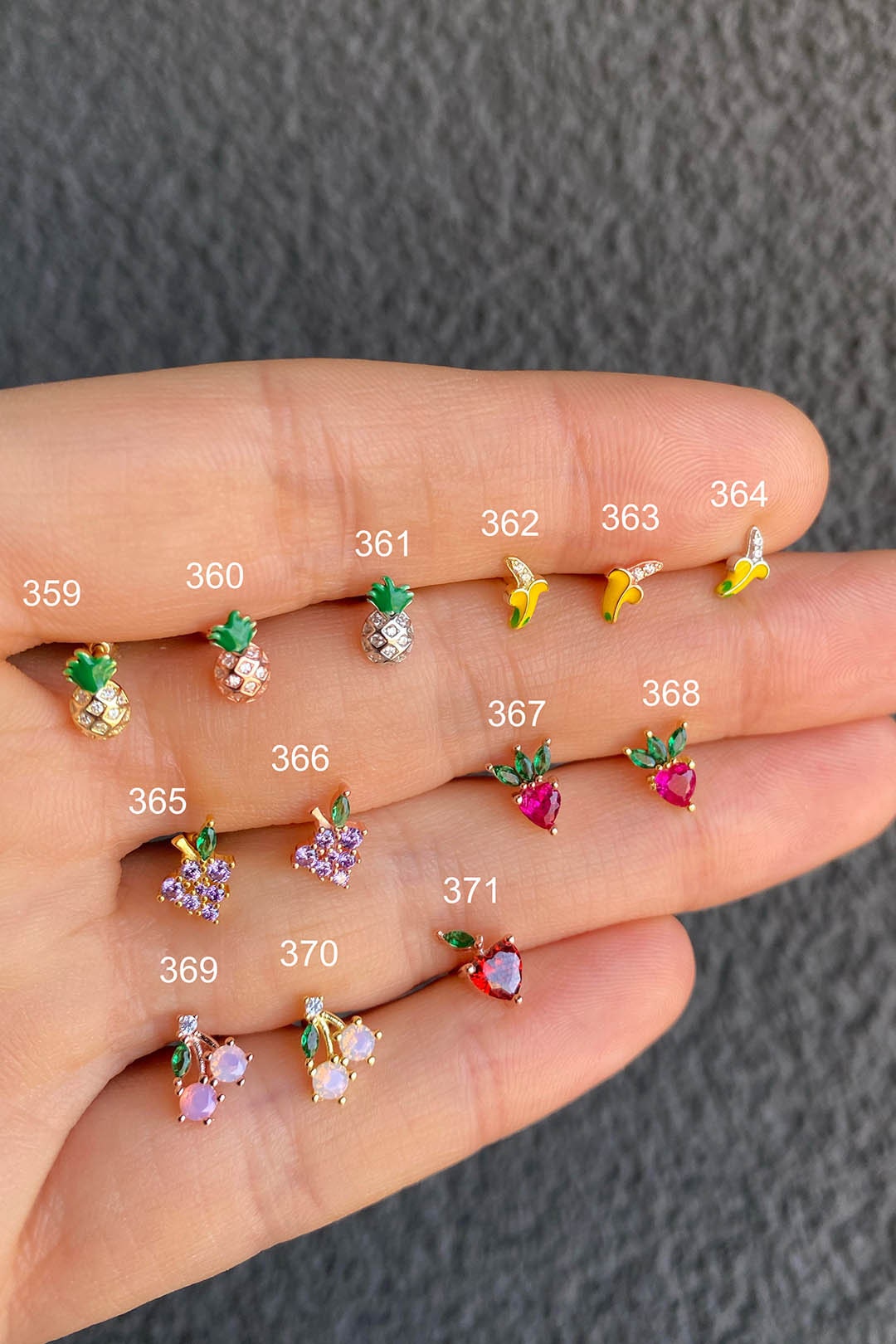 Fruit Screw Back Barbell,banana,pineapple,grape,strawberry,apple Helix ...