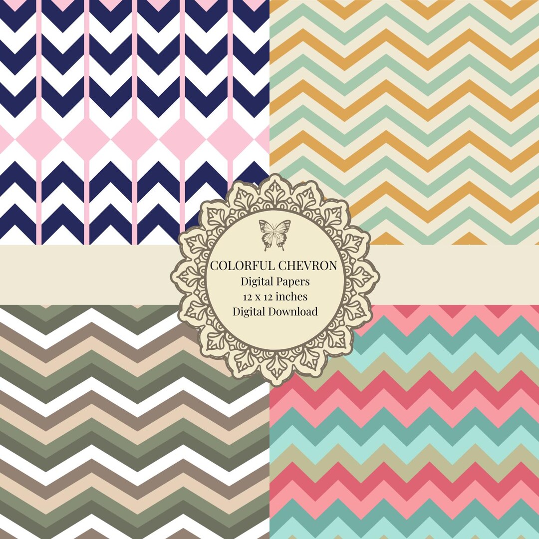 Colorful Chevron Digital Paper Pack - Etsy