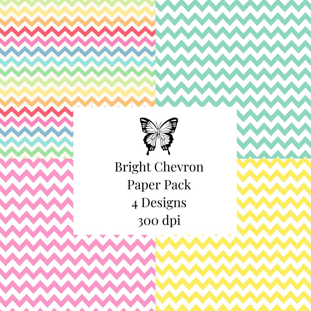 Bright Chevron Digital Paper Pack - Etsy