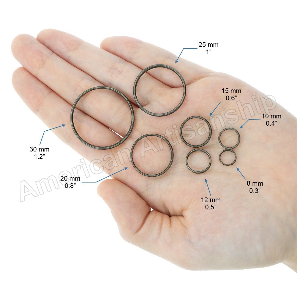 Round Split Ring Small to Large Double Loop Key Rings Keychain Metal ...