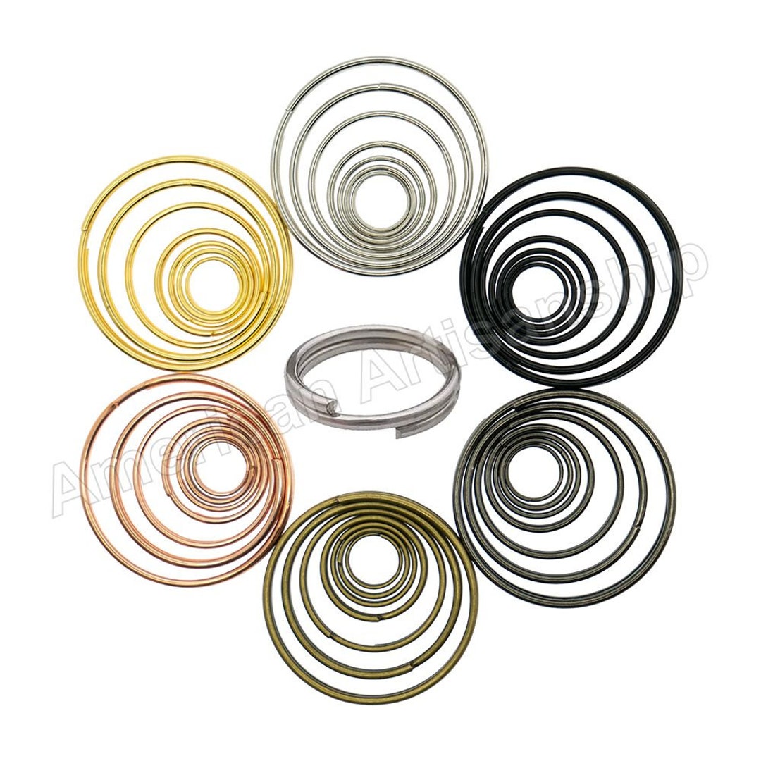 Round Split Ring Small to Large Double Loop Key Rings Keychain Metal ...