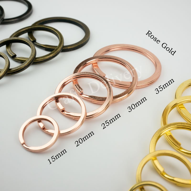 10 Flat Key Rings Rose Gold Gun Black Antique Brass Bronze Gunmetal ...