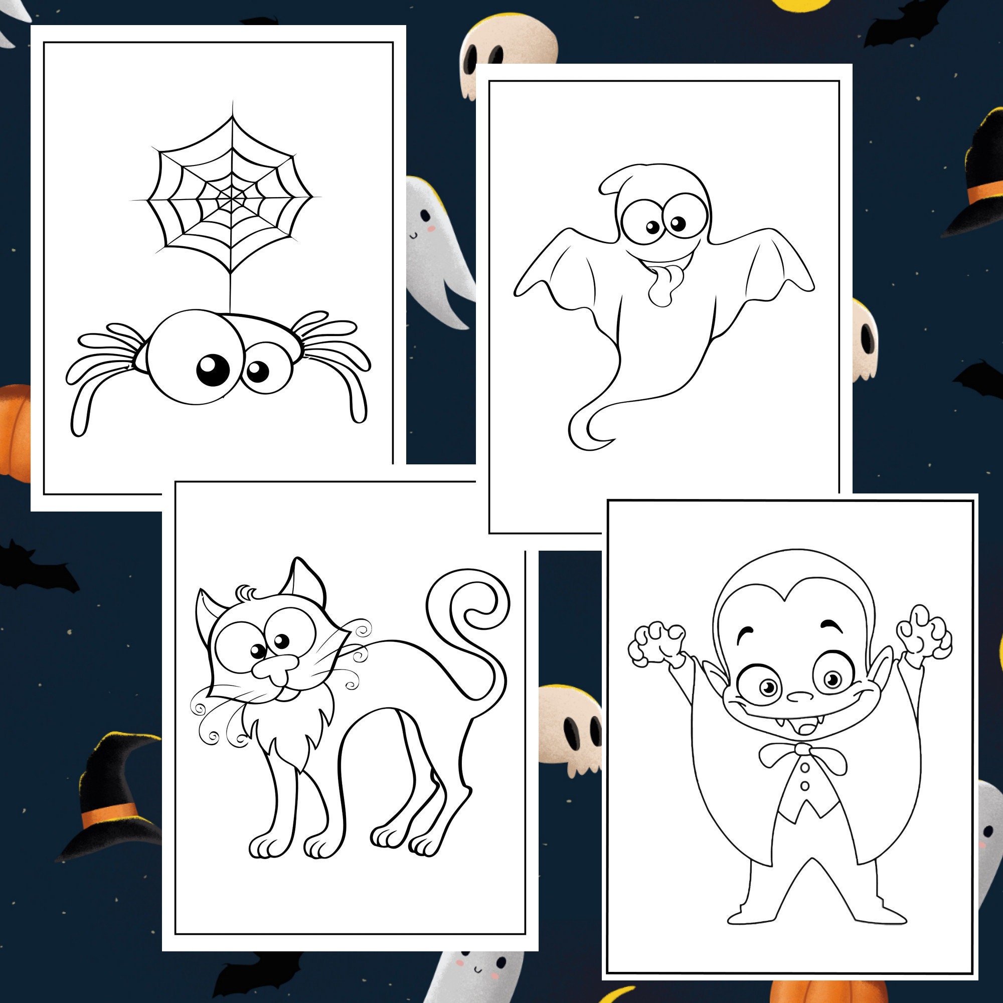Halloween Coloring Pages - Large Form for Toddlers - Instant Digital ...
