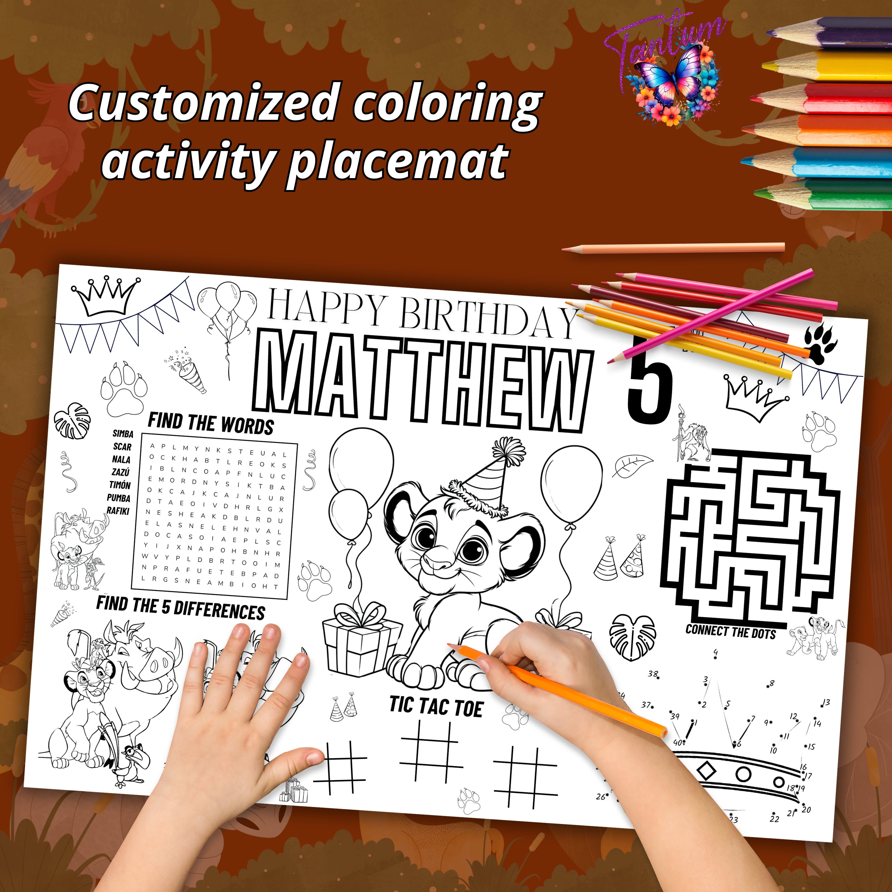 Personalized Birthday Party Mat, the Lion King Birthday Party Activity ...