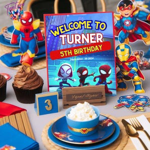 Spidey Welcome Sign, Spidey Welcome Poster, Spidey Birthday Sign ...
