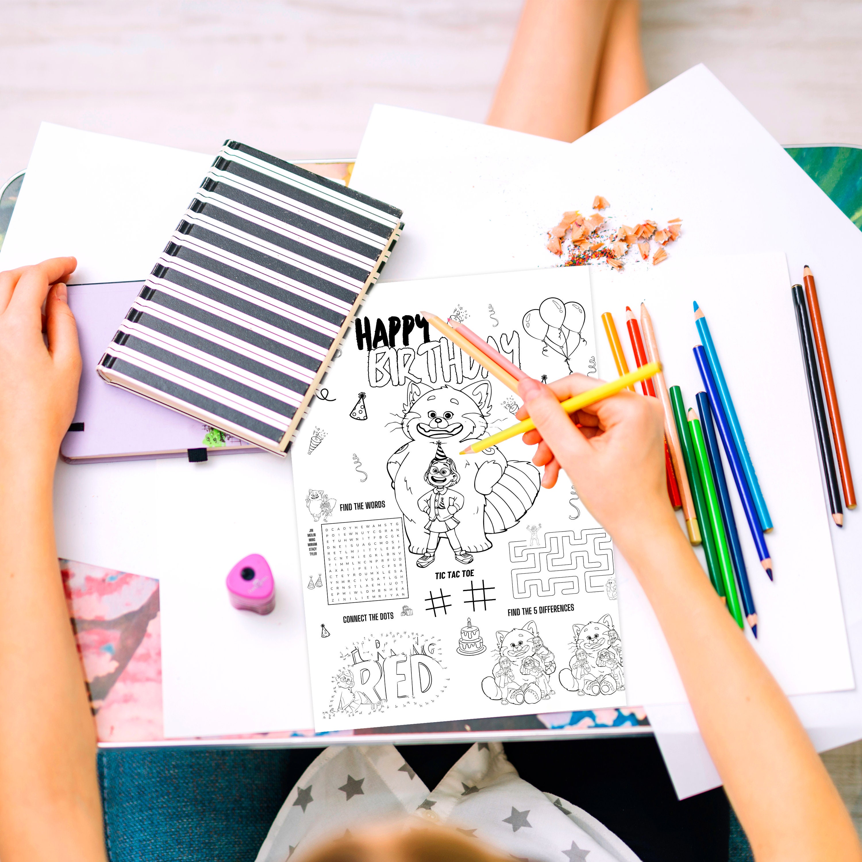 Turning Red Coloring Page, Turning Red Birthday Placemat, Turning Red ...