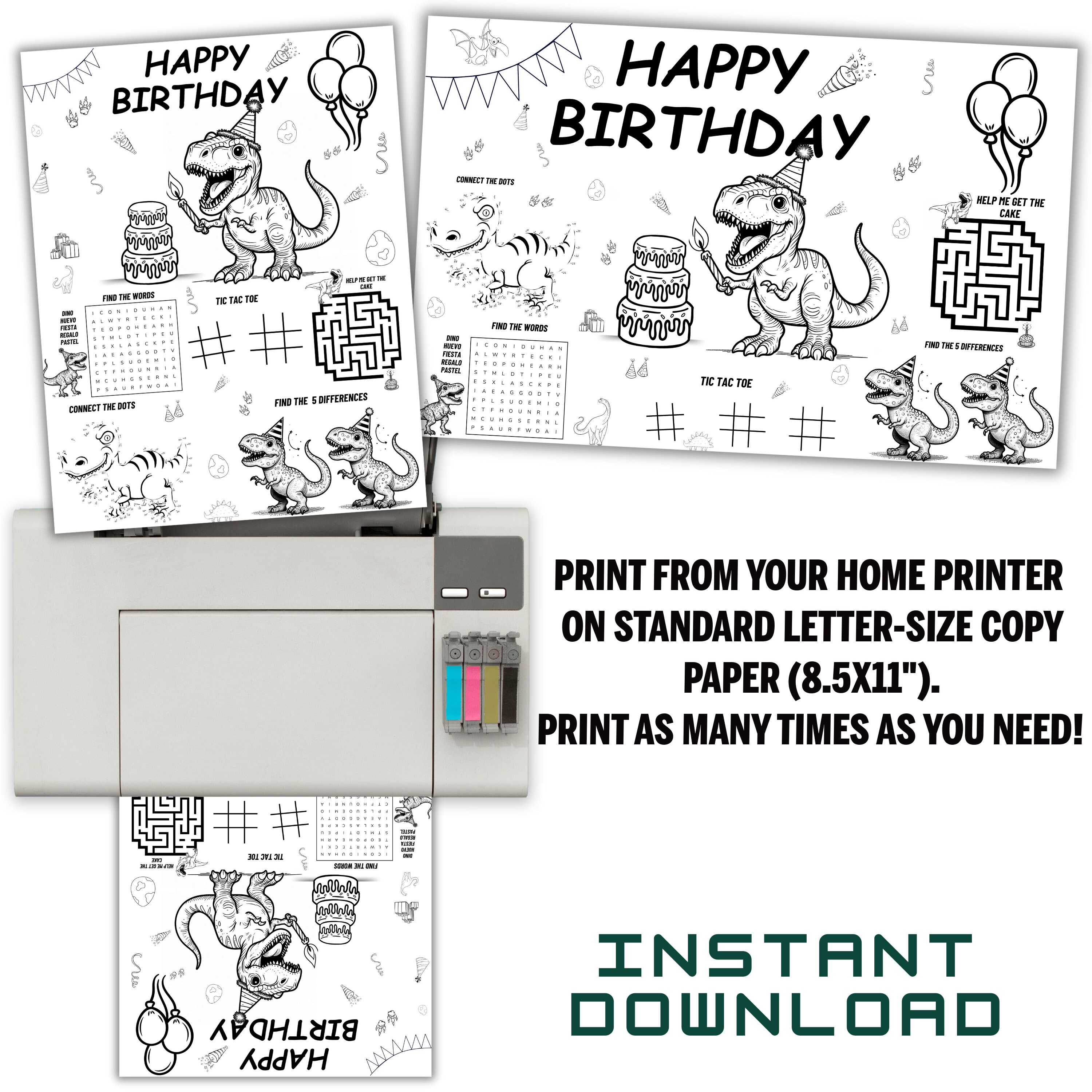 Personalized Birthday Party Mat, Birthday Party Activity Sheet, Custom ...