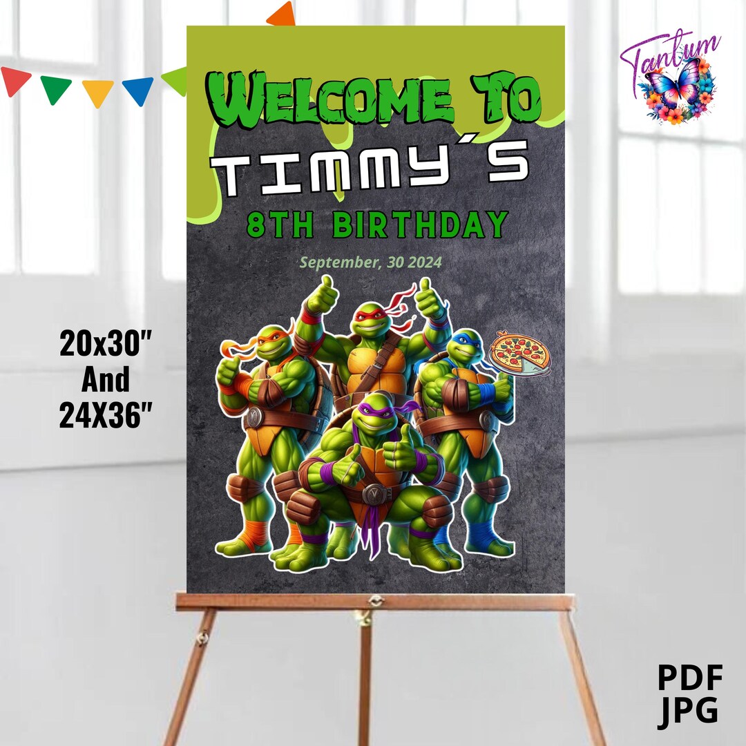 Turtles Welcome Sign, Turtles Welcome Poster, Turtles Birthday Sign ...