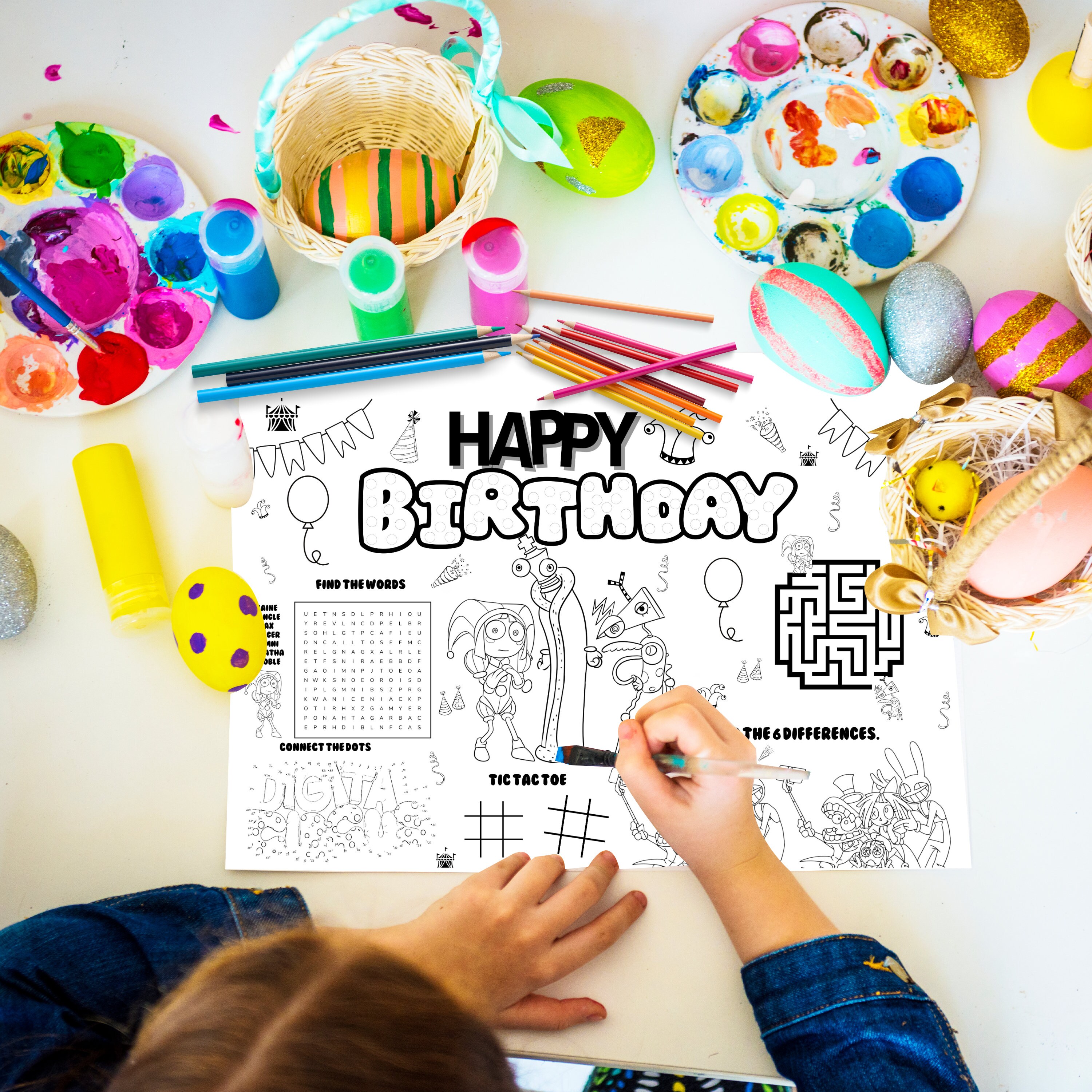 Circus Coloring Page, Circus Birthday Placemat , Activity Set , Circus ...