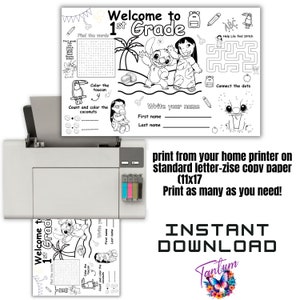 Lilo and Stitch Welcome to School Coloring Page, First Day of School ...