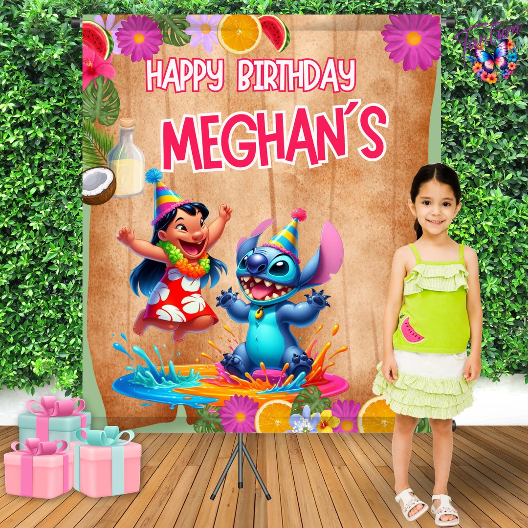 Lilo and Stitch Backdrop, Custom Banner, Lilo and Stitch Birthday Party ...