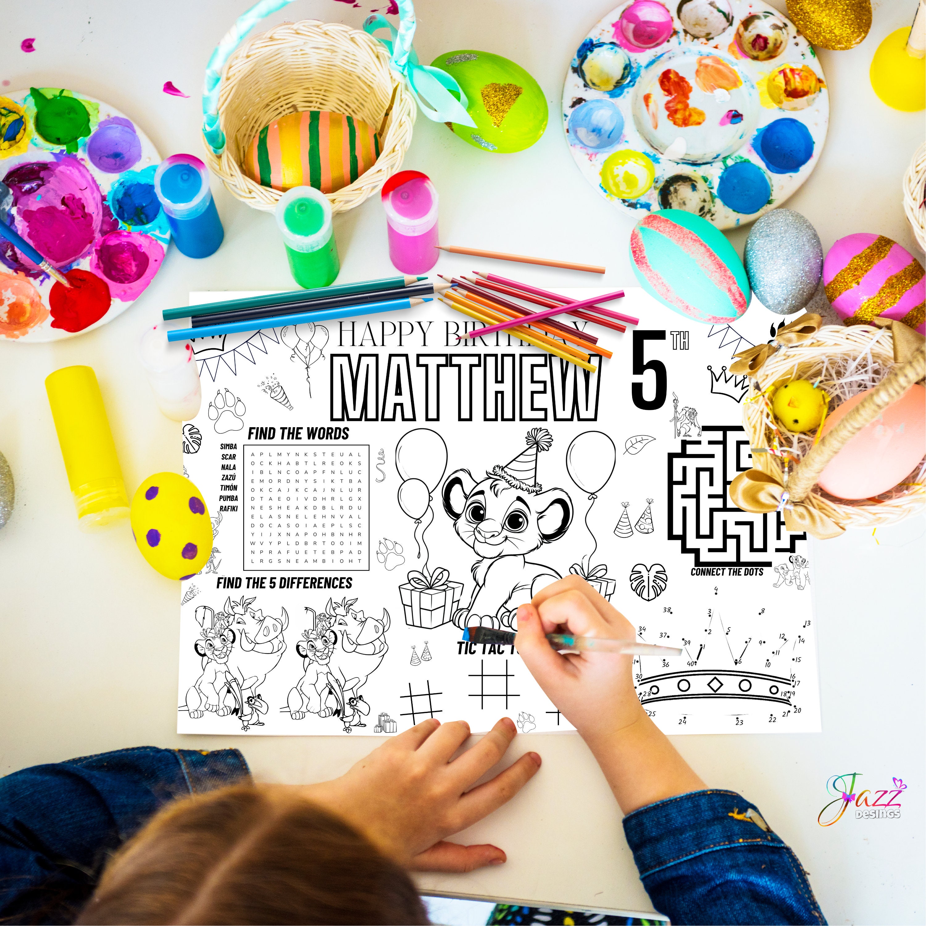 Personalized Birthday Party Mat, the Lion King Birthday Party Activity ...