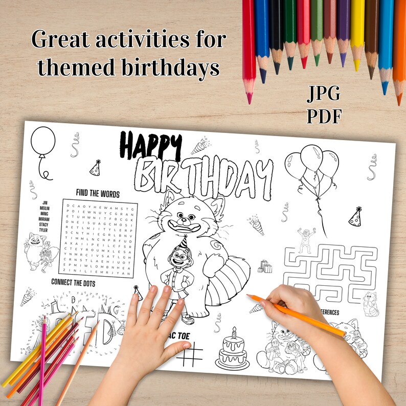 Turning Red Coloring Page, Turning Red Birthday Placemat, Turning Red ...