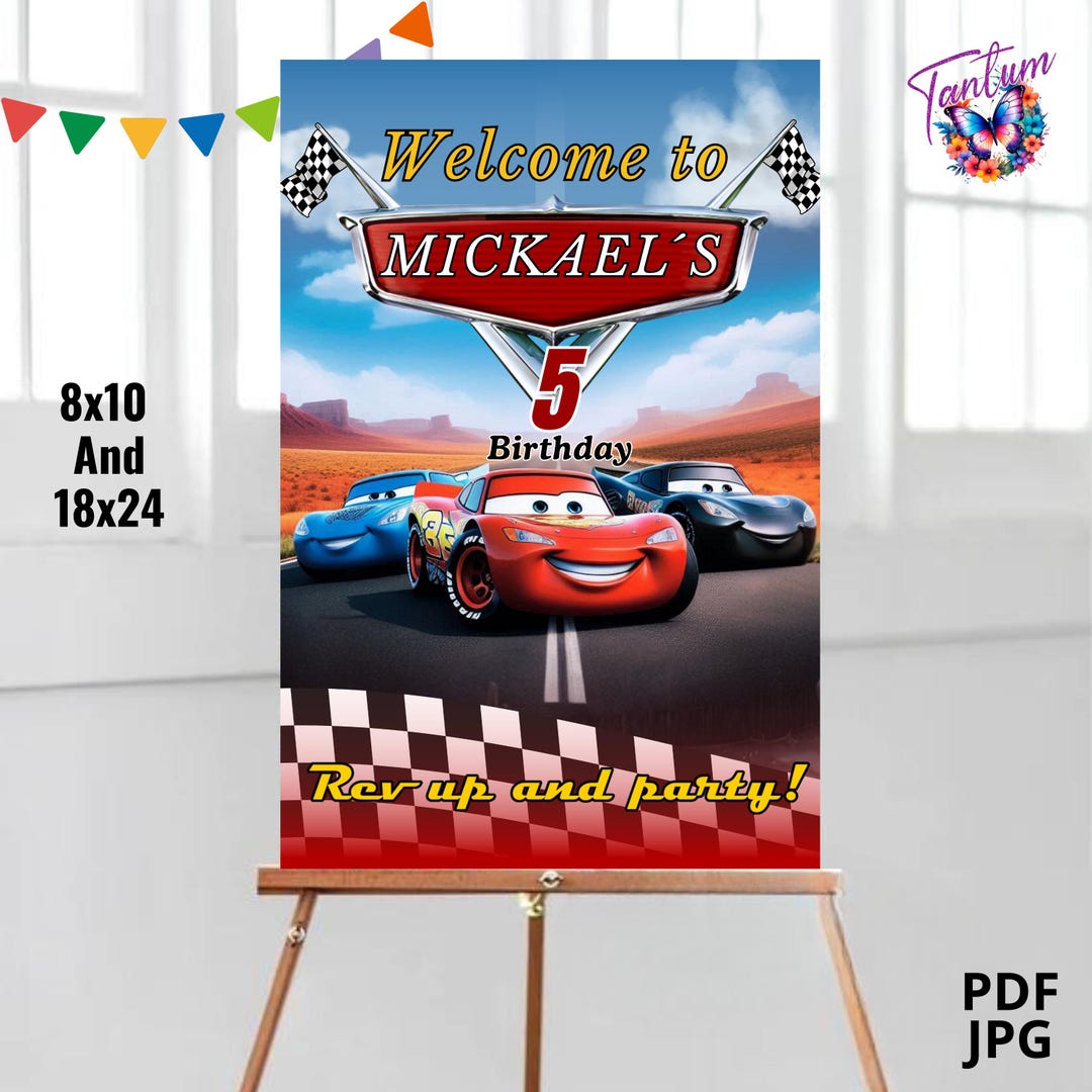 CARS Welcome Sign, Cars Welcome Poster, Cars Birthday Sign, Editable ...