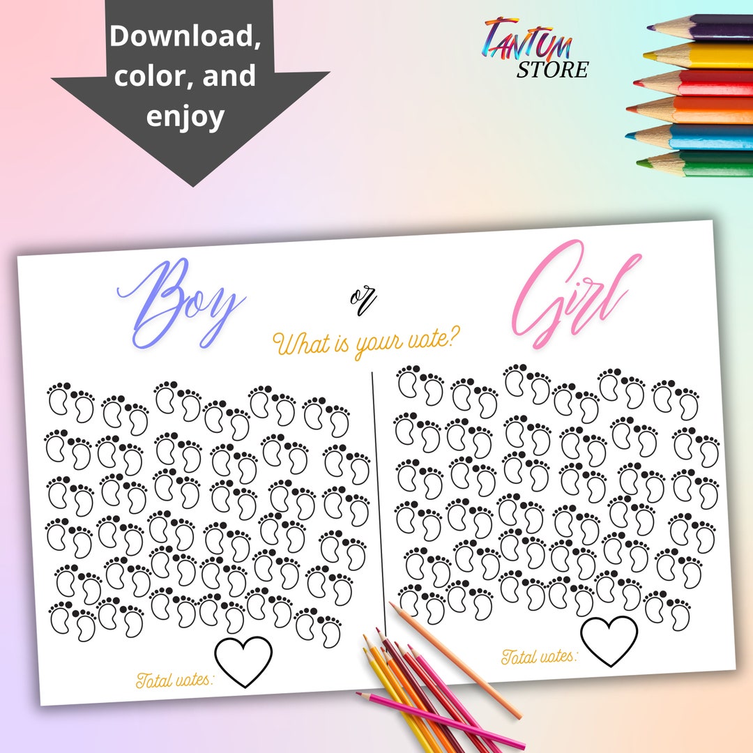 Baby Shower Game: Cast Your Vote gender Reveal Party Sign boy or Girl ...