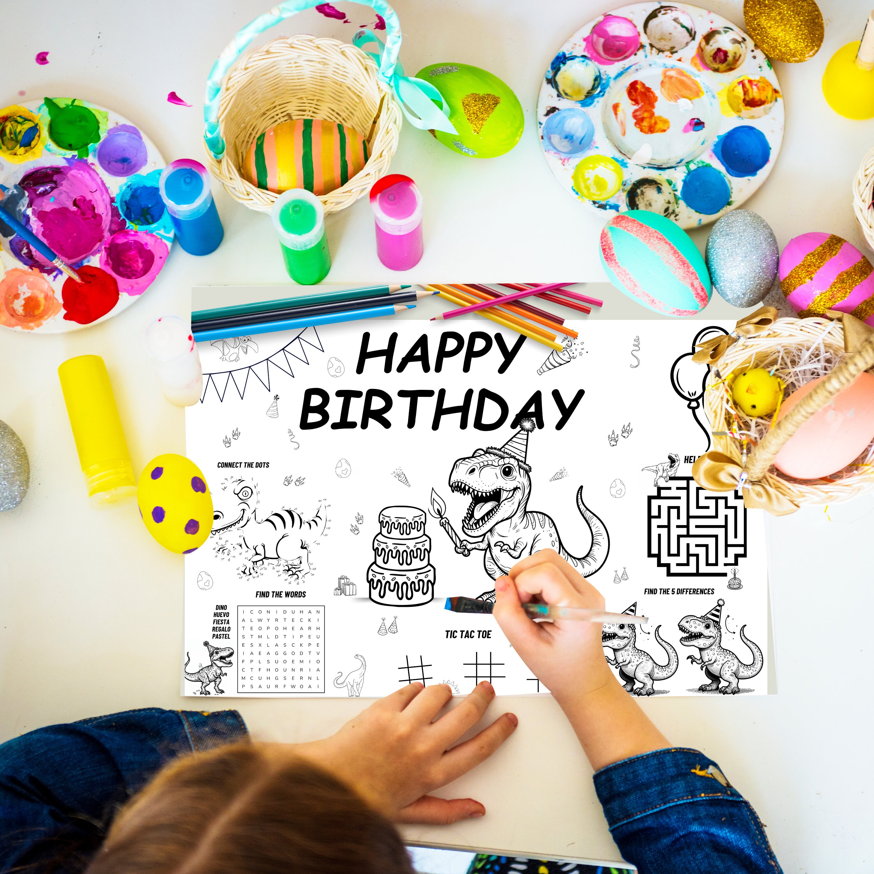 Personalized Birthday Party Mat, Birthday Party Activity Sheet, Custom Word Search, Custom ...