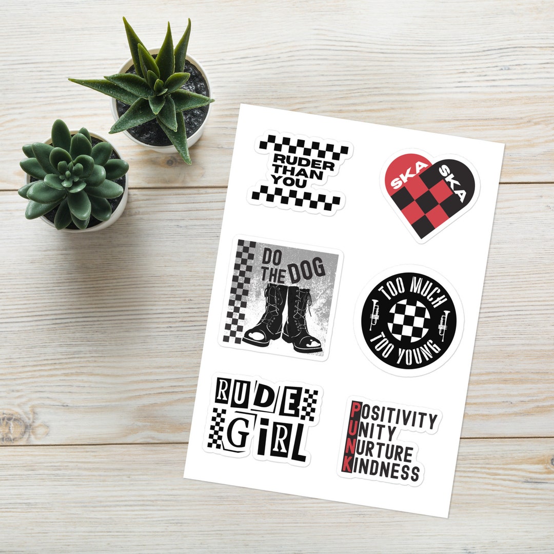 2 Tone Ska, Ruder Than You, Rude Girl, 6 Ska Stickers, Kiss Cut ...