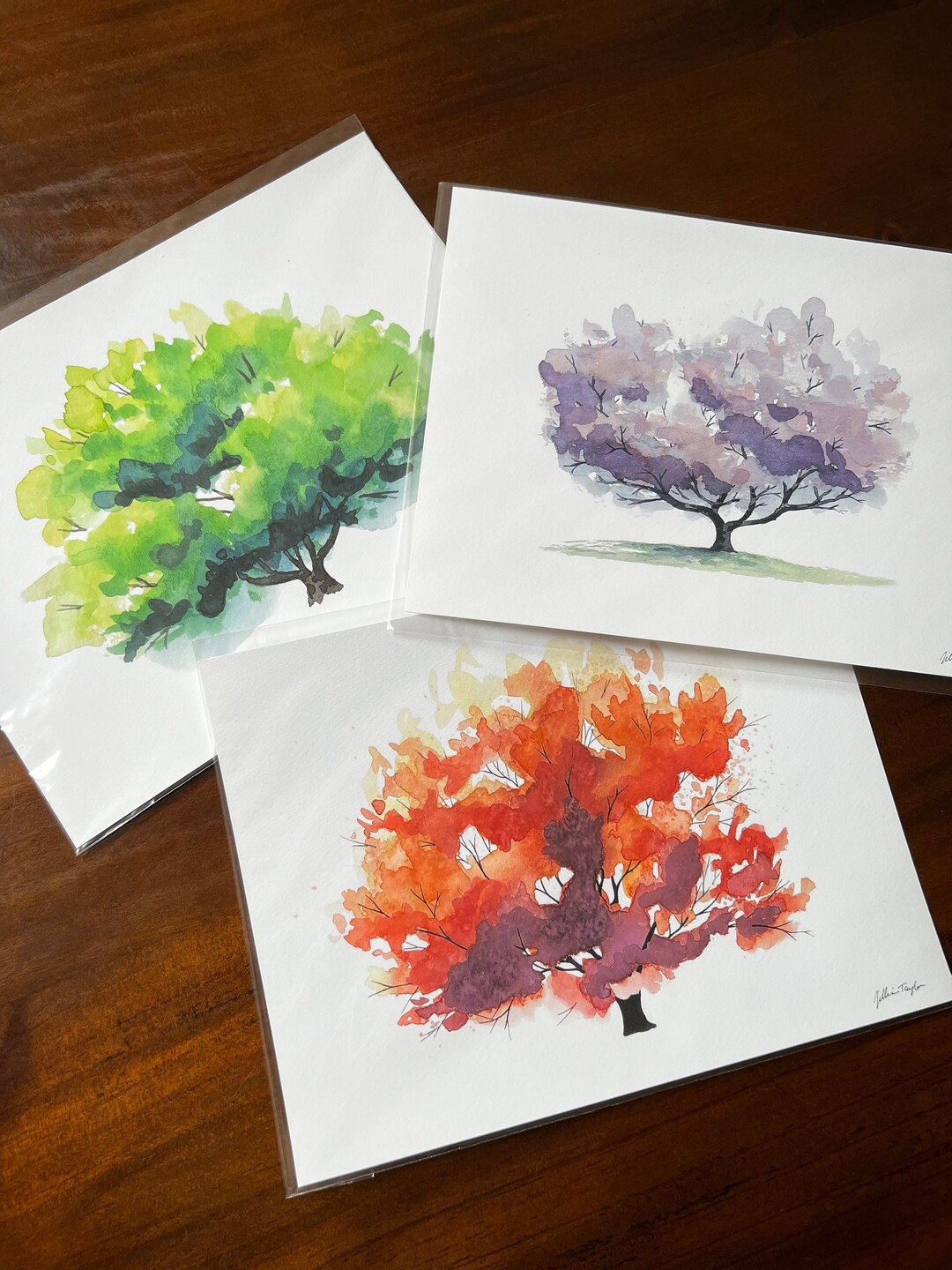 Orange Autumn Tree Watercolor Painting | Giclee Print - Etsy