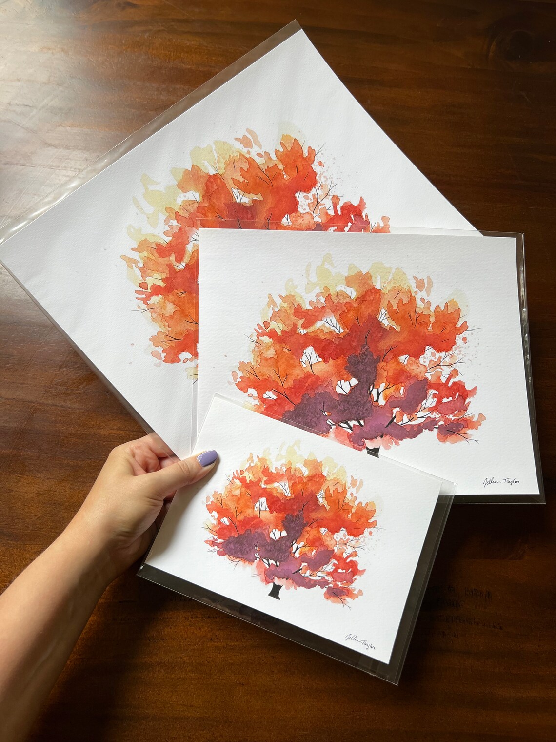 Orange Autumn Tree Watercolor Painting | Giclee Print - Etsy