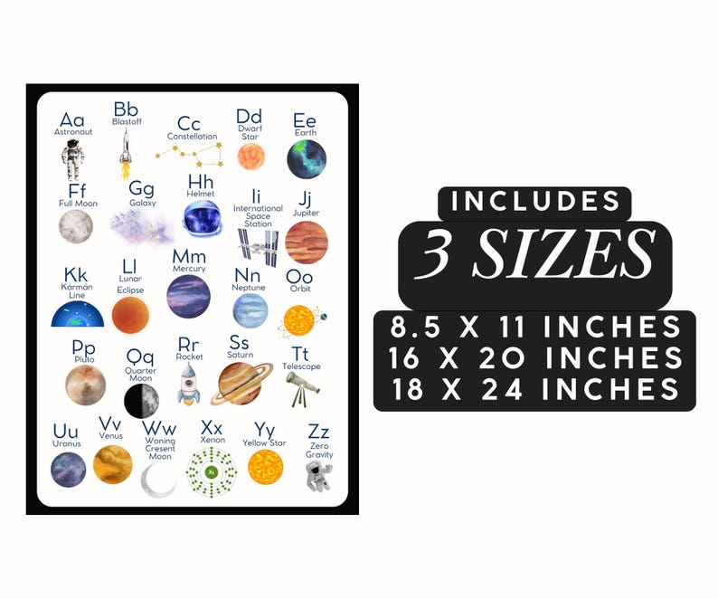 Space Alphabet Printable | A-Z Space Letters | Space Themed Abc’s for ...