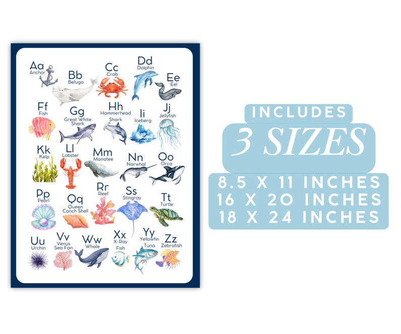 Ocean Alphabet Printable | A-Z Ocean Animals Letters for Preschool ...