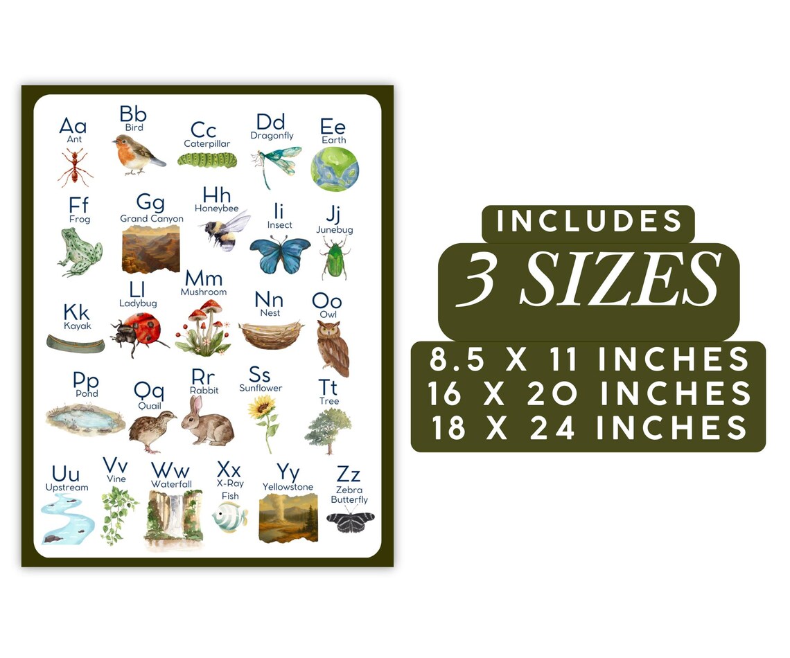 Summer Nature Alphabet Printable | A-Z Nature Letters for Preschool ...