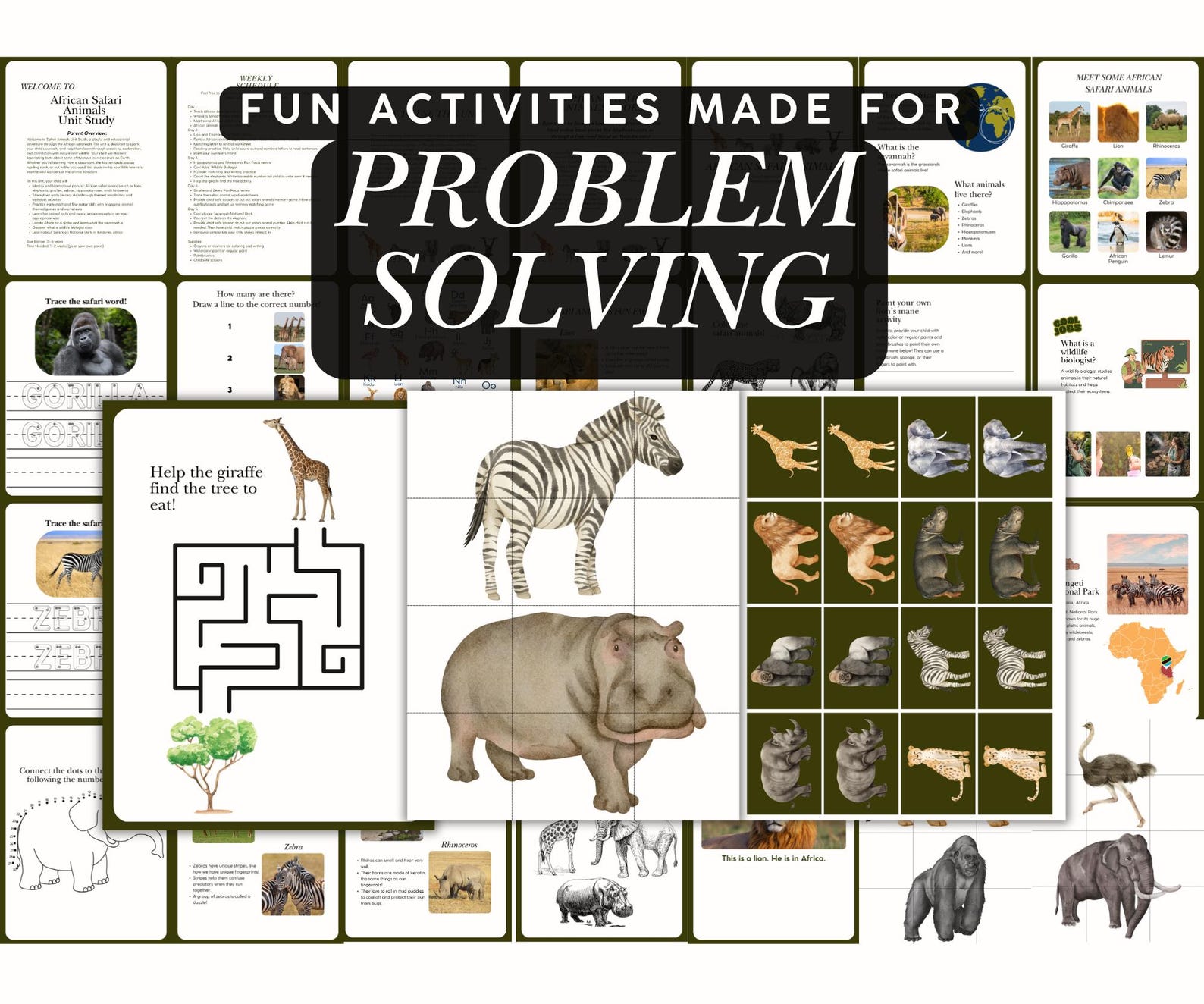 African Safari Animals Unit Study | Early Learning Unit for Preschool ...