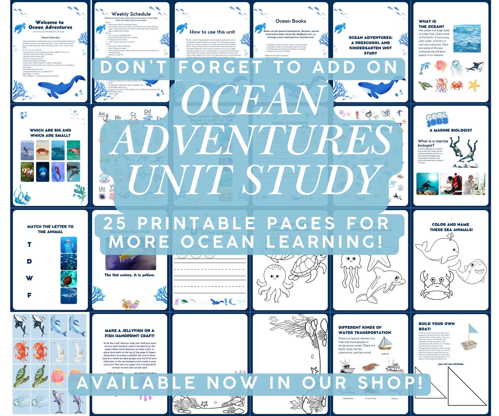 Ocean Alphabet Printable | A-Z Ocean Animals Letters for Preschool ...