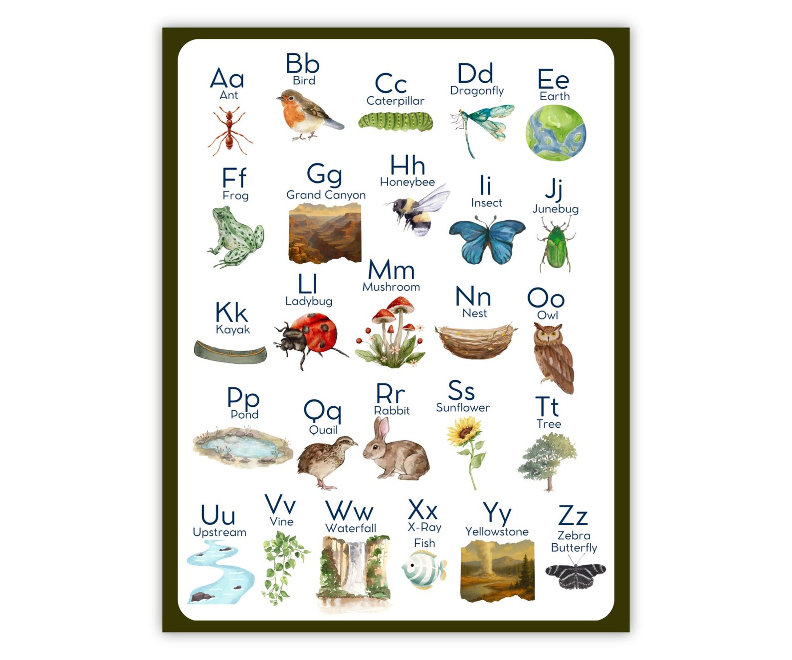 Summer Nature Alphabet Printable | A-Z Nature Letters for Preschool ...