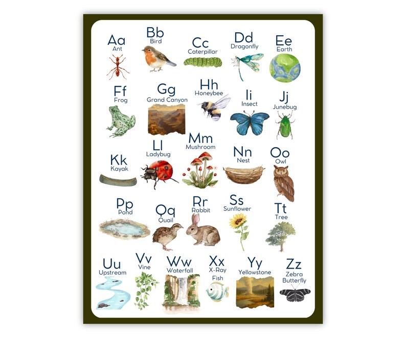 Summer Nature Alphabet Printable | A-Z Nature Letters for Preschool ...