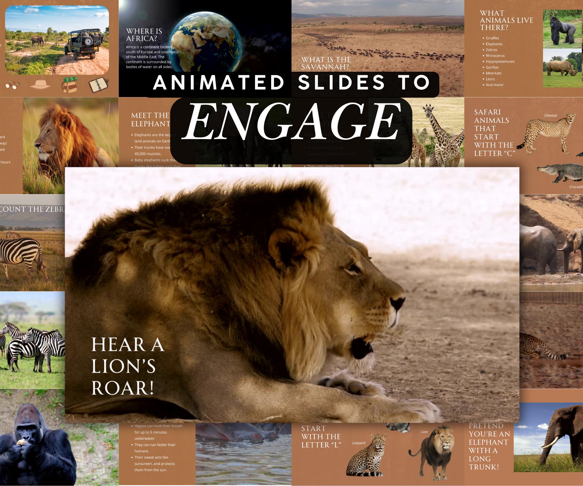 African Safari Animals Interactive Preschool & Kindergarten Powerpoint ...
