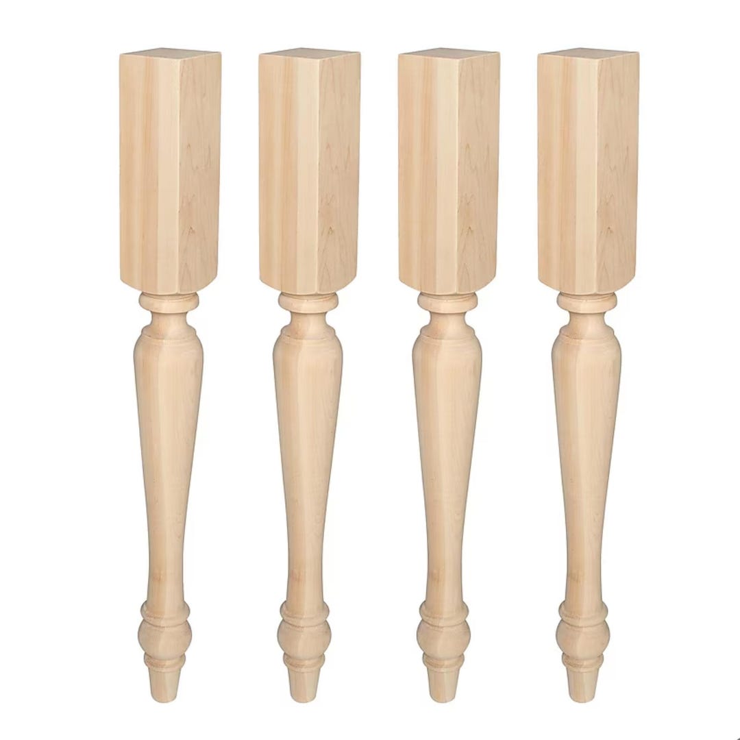 Set of 4 Beech Wood Table Legs – Farmhouse Dining Room Legs – Multiple ...
