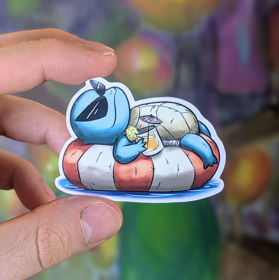 Funny Squirtle Sticker | Anime Squirtle Comic | Squirtle Chilling in a ...