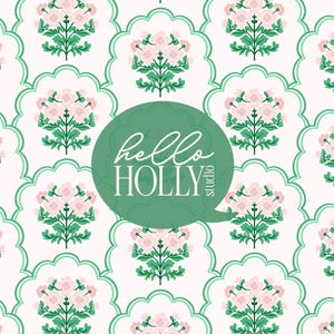 Pink Floral Grand Millennial Scallop Pattern - Preppy Floral Background ...