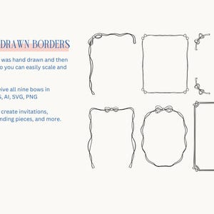 Ribbon Borders Clipart - 6 Hand-drawn Ribbon Borders - Digital Download ...