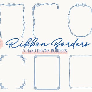 Ribbon Borders Clipart - 6 Hand-drawn Ribbon Borders - Digital Download ...