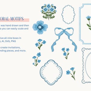 Grand Millennial Floral Motifs & Frames Clipart - Hand-drawn Designs ...