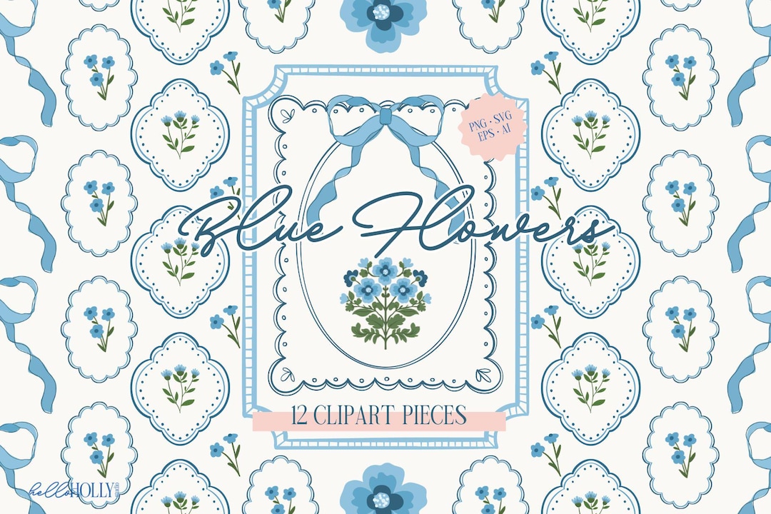 Grand Millennial Floral Motifs & Frames Clipart - Hand-drawn Designs ...