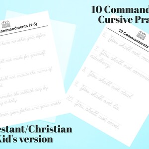 10 Commandments Cursive Tracing Practice - Digital Download - Etsy