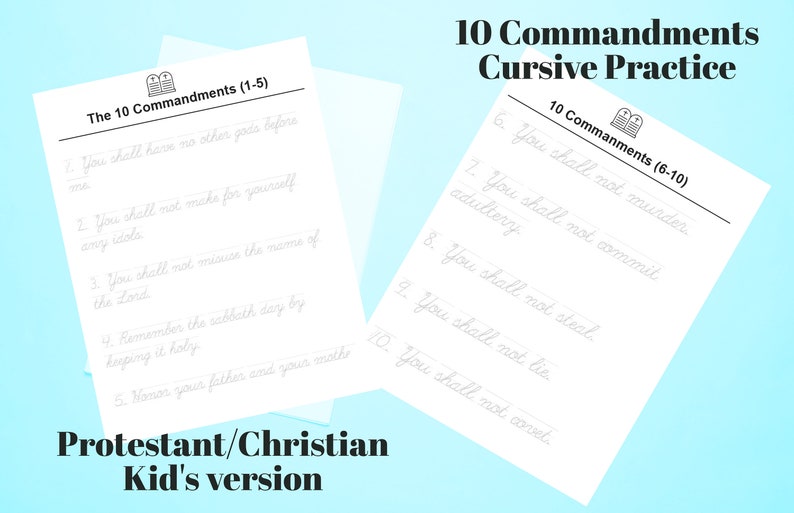 10 Commandments Cursive Tracing Practice - Digital Download - Etsy