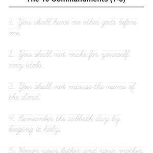 10 Commandments Cursive Tracing Practice - Digital Download - Etsy