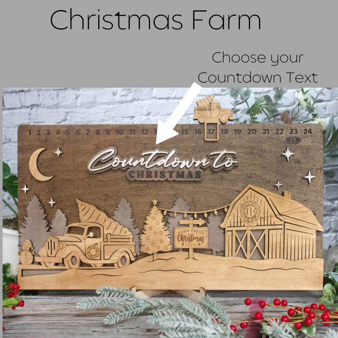 Handmade Rustic Wood Christmas Countdown Calendar Farmhouse Holiday ...
