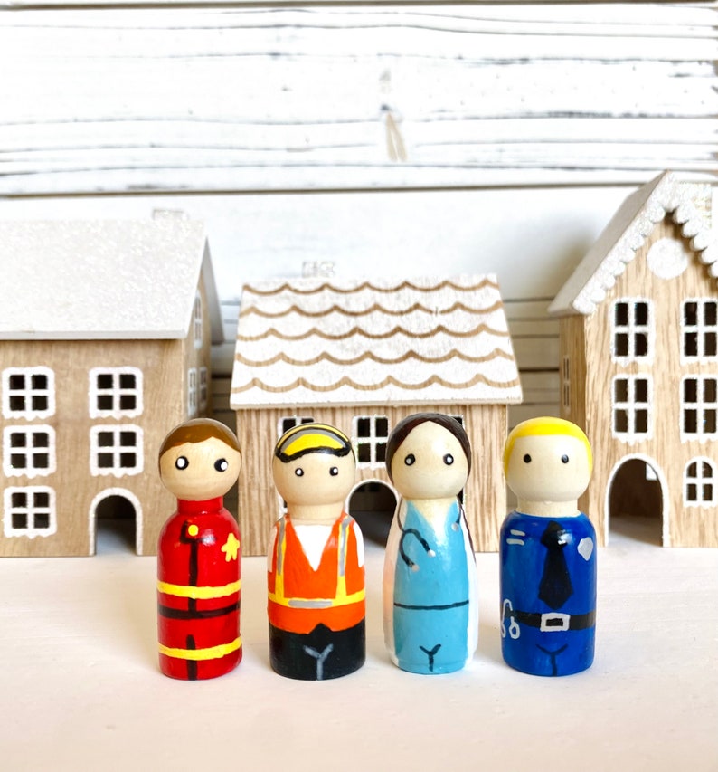 Peg Dolls Firefighter Police Ambulance Nurse - Etsy