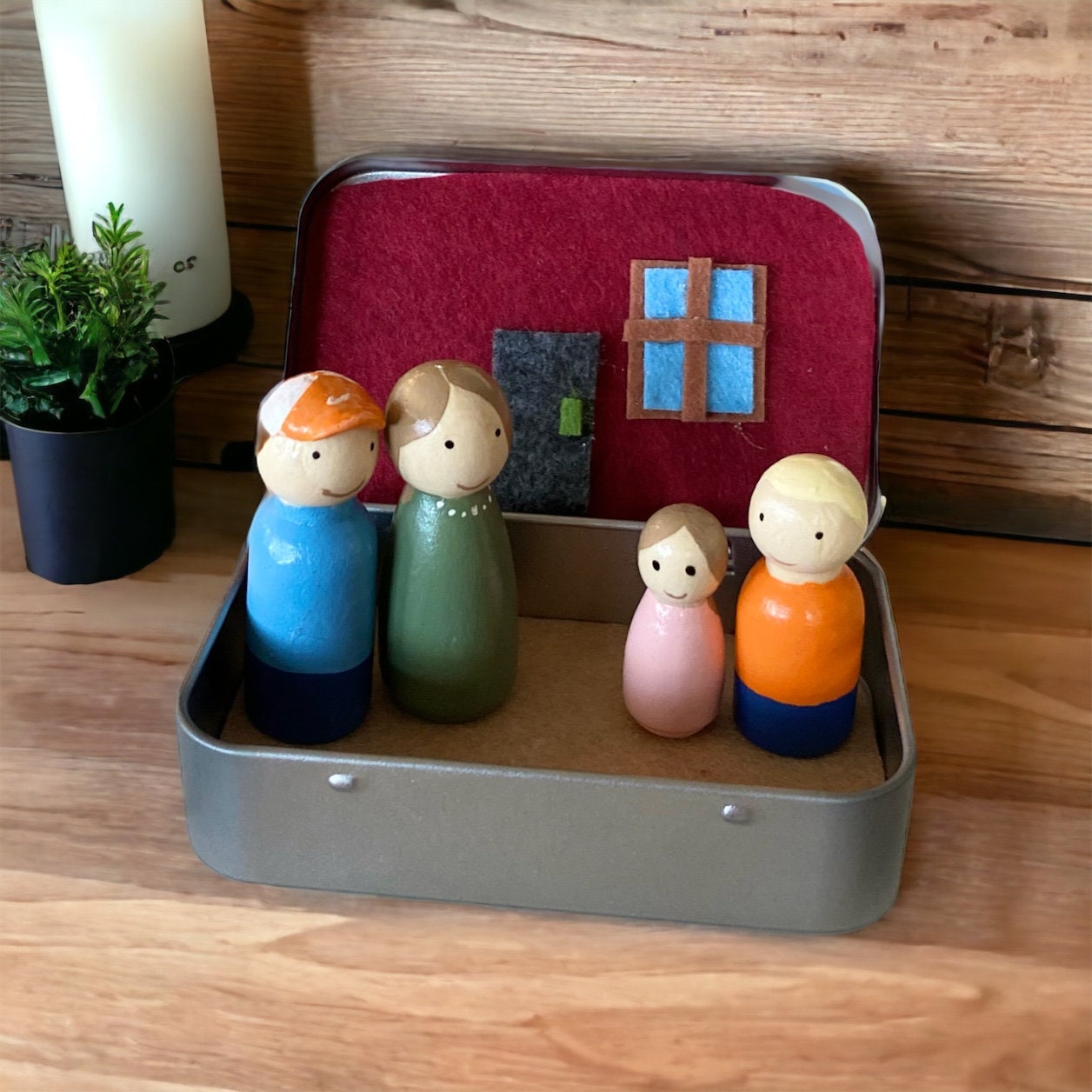 Mini Peg Doll in a Metal Tin, Dollhouse, Wood Peg Doll - Etsy