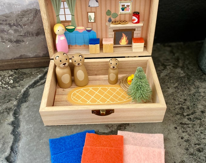 Goldilocks and the Three Bears Play Set, Wood Toy, Travel Toy, Road ...