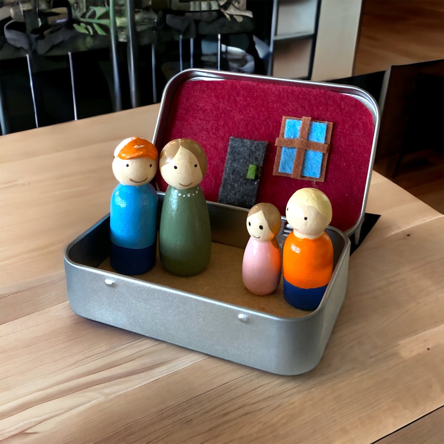 Mini Peg Doll in a Metal Tin, Dollhouse, Wood Peg Doll - Etsy