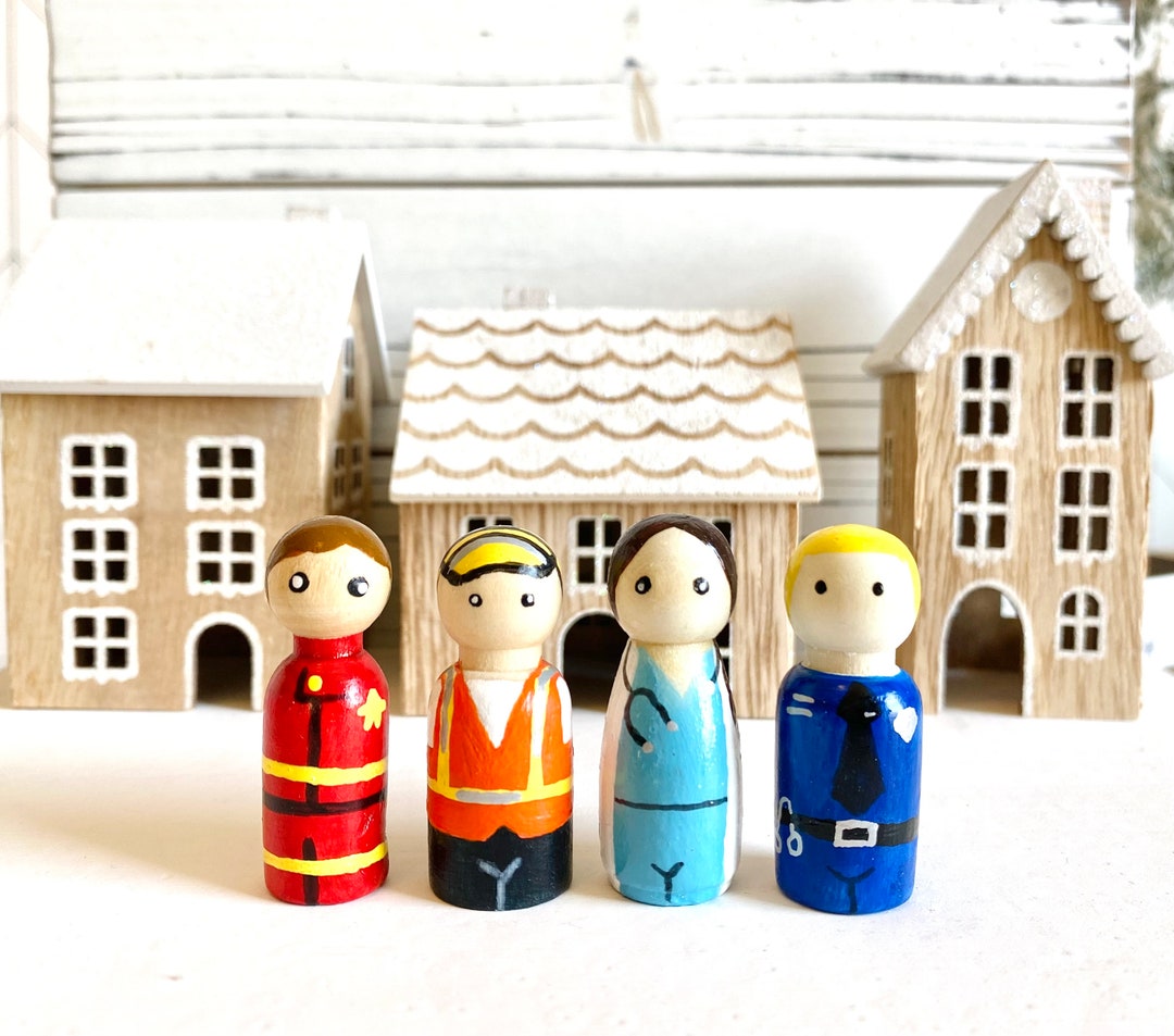 Peg Dolls Firefighter Police Ambulance Nurse - Etsy